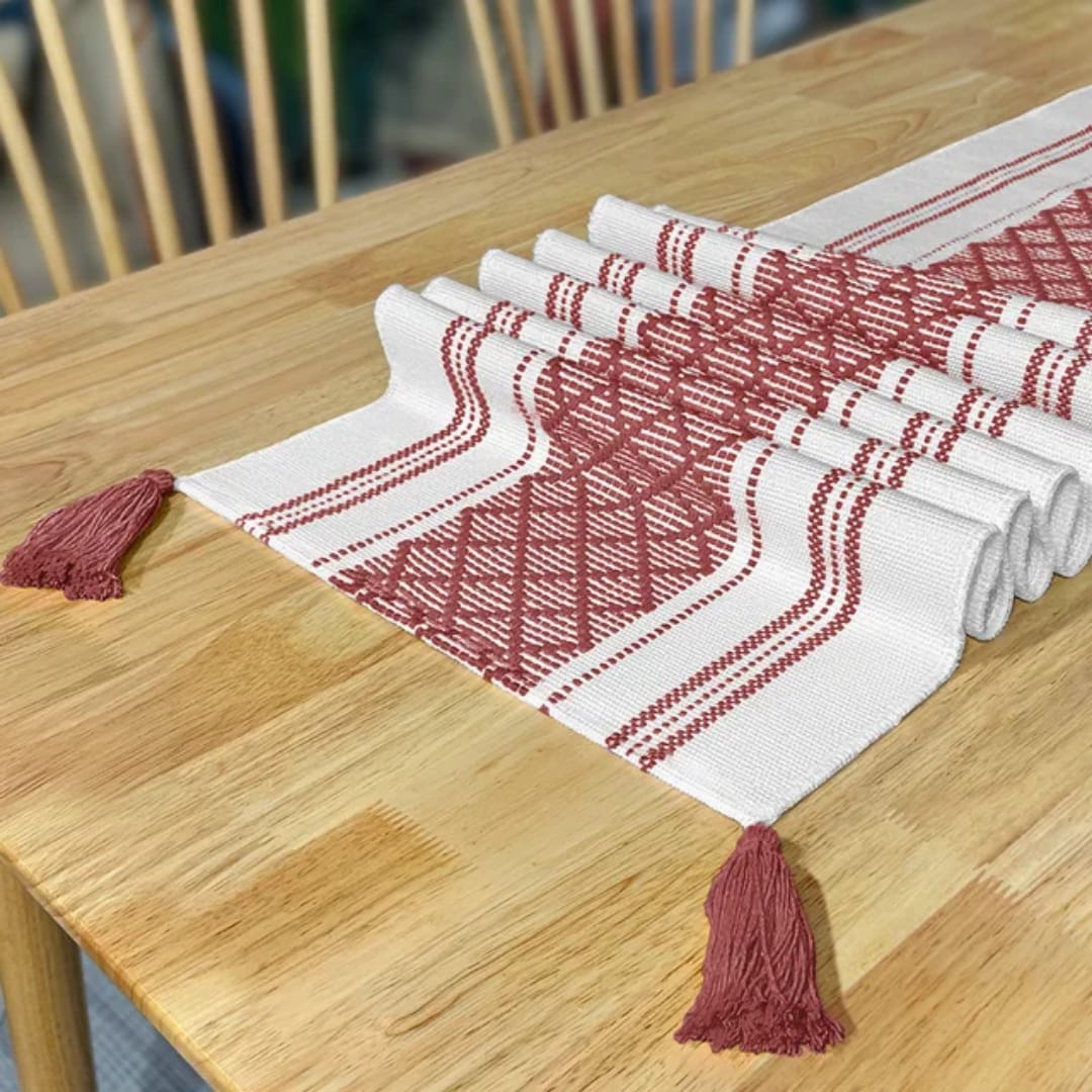 Boho Inspired Table Runner with Tassels – Assorted Colours – Kuuza Link